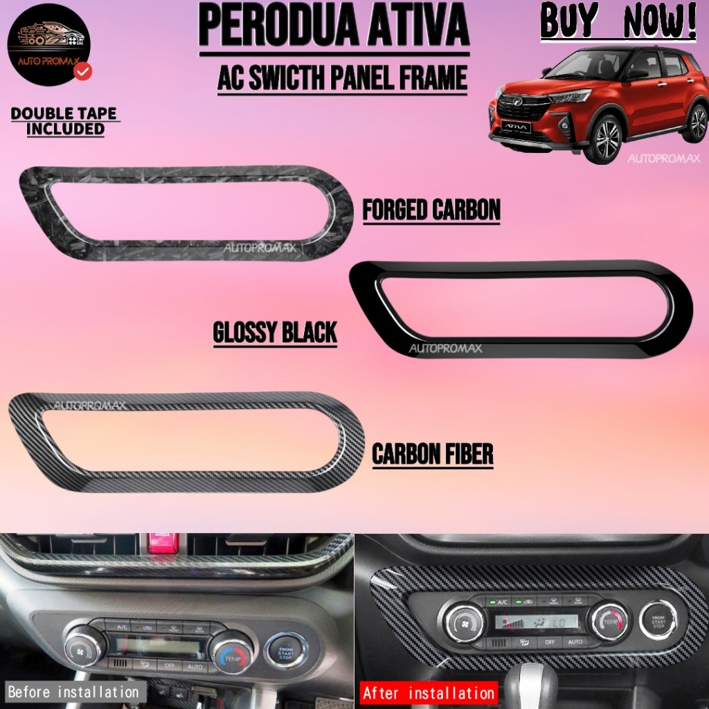 AUTOPROMAX Perodua ativa forged carbon aircond switch panel frame cover ...