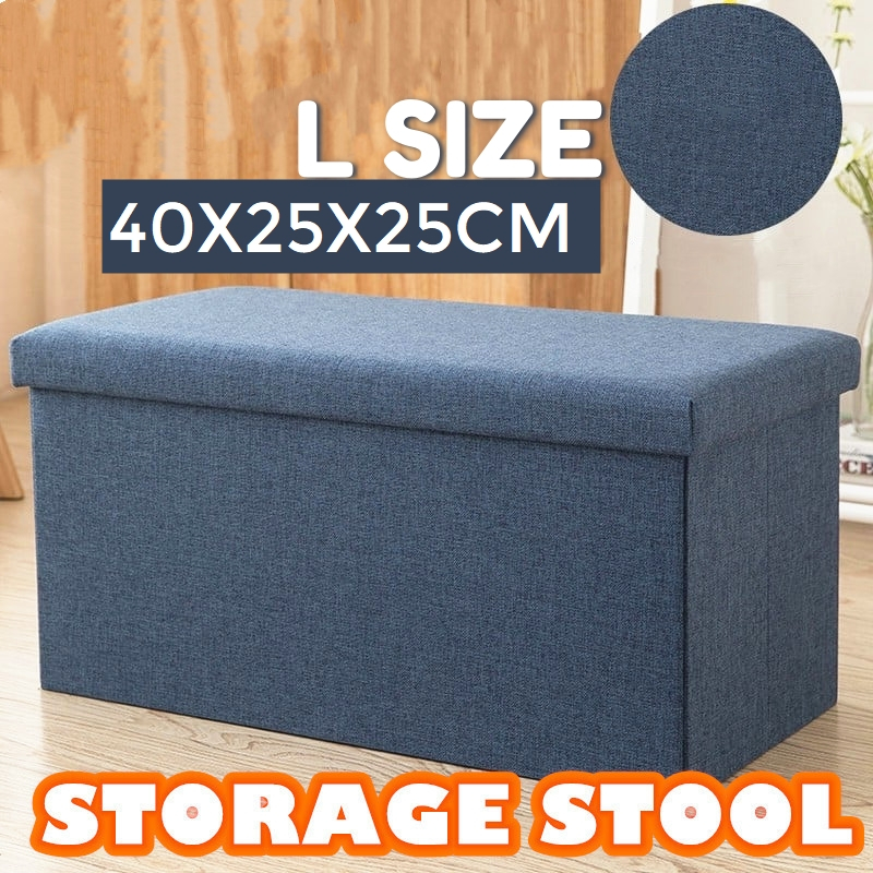 (1 PCS) L SIZE Multifunction Folding Fabric Stool Storage Box Furniture ...