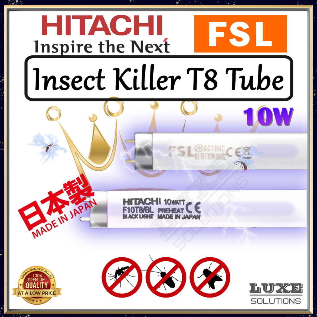 Hitachi FSL 10W Black Light BL UV Tube Replacement Tube Insect Killer ...