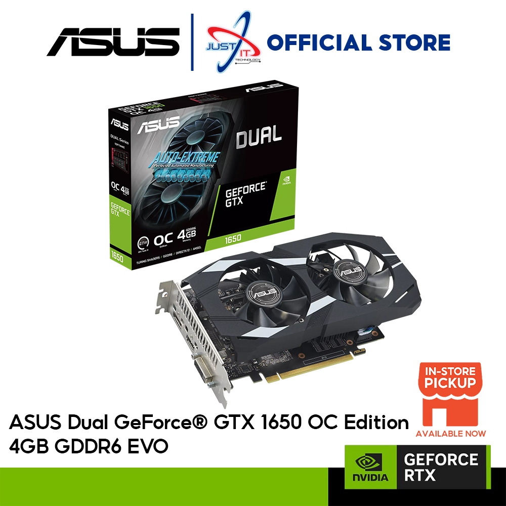 ASUS GEFORCE GTX1650 DUAL EVO OC EDITION 4GB DDR6 GRAPHICS CARD / VGA ...