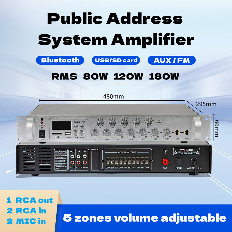 5 Partition Adjust Power Amplifier Public Address System Bluetooth ...