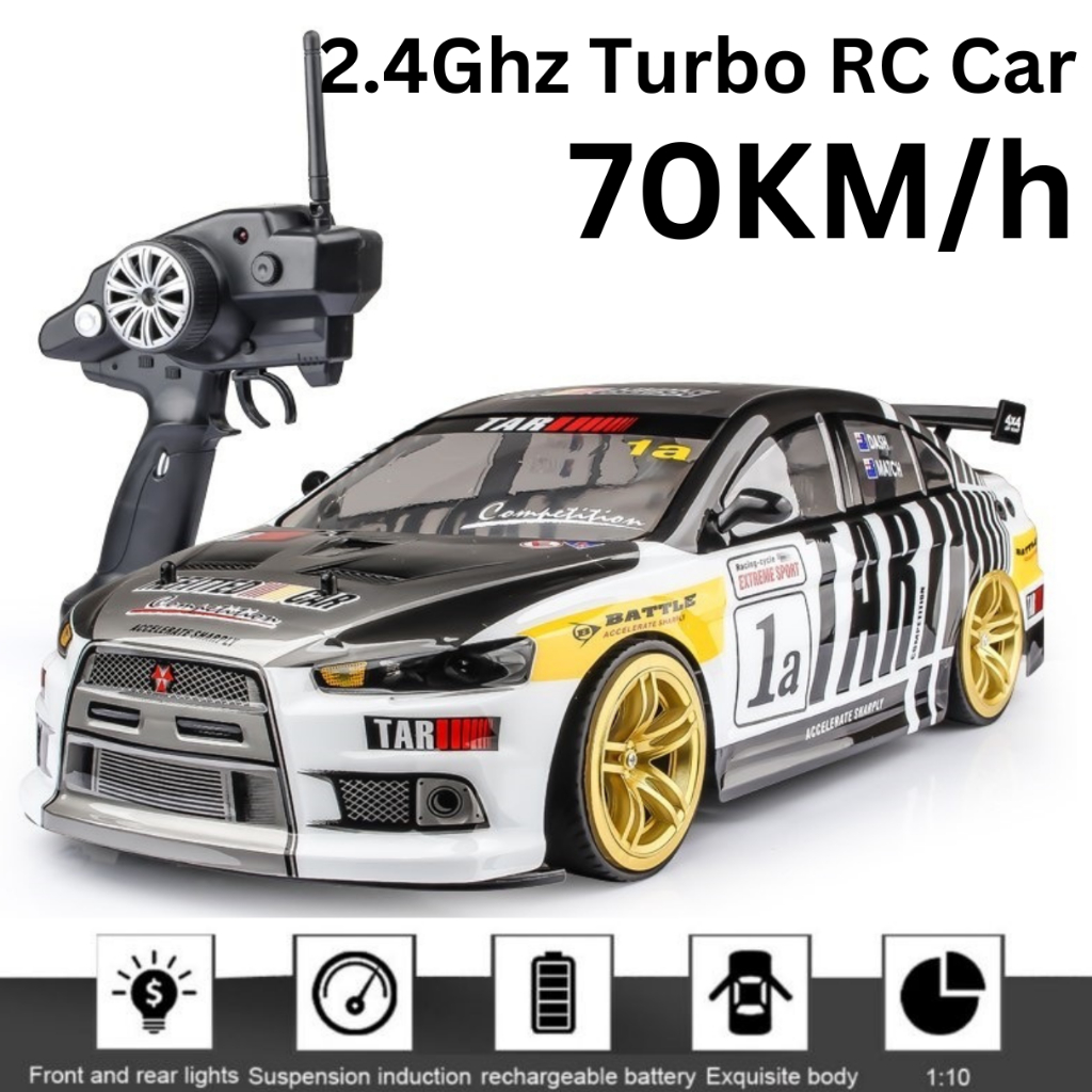Kereta Kontrol Drift TURBO 4WD RC Car DRIFT 2.4g scale 1.10 70km/h big ...