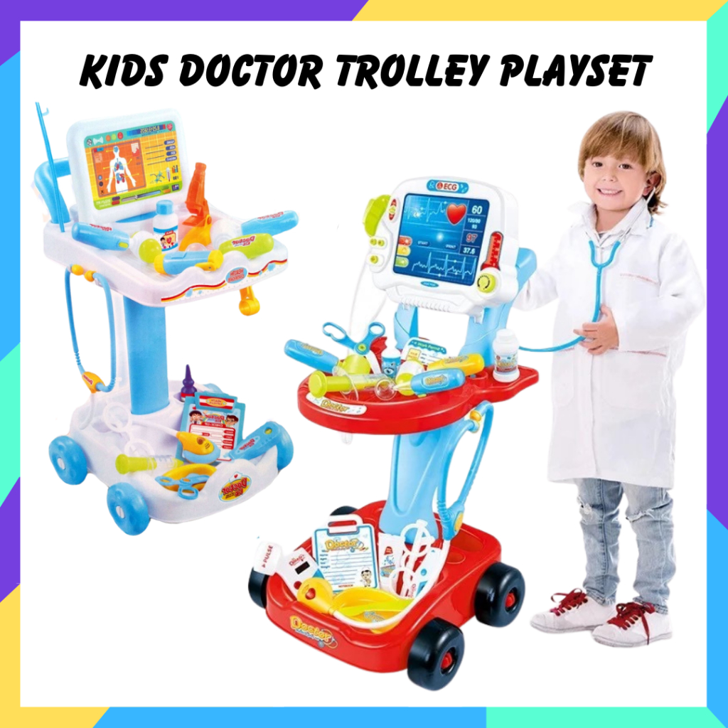 Kids Doctor Trolley Playset Pretend Play Doctor Toys Simulation Nurse ...