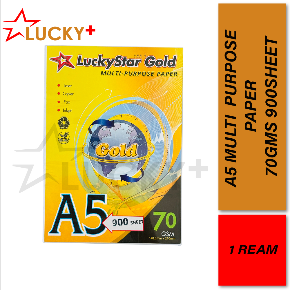 Lucky Star Multi Purpose A5 White Paper 70gms 900s (1Ream) A5 Paper ...