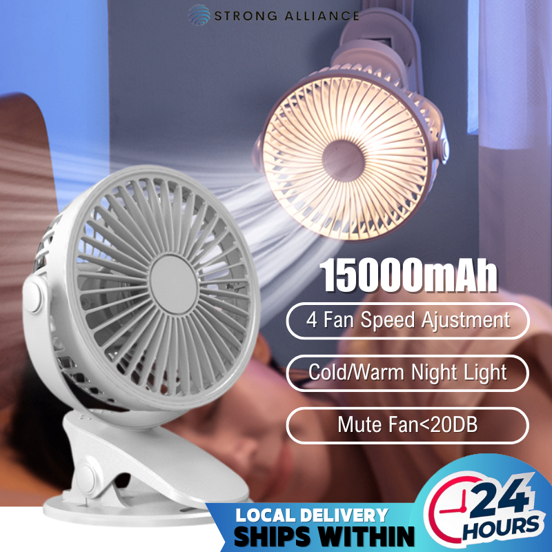 15000mAh Portable USB Rechargeable Clip Fan Strong Wind Table Fan 720 ...
