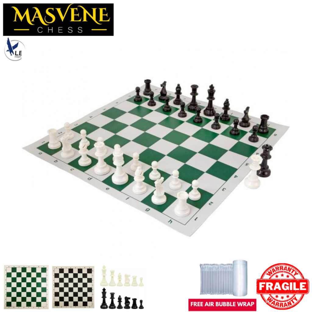 Tournament Chess Set (51cm) - Thick Vinyl Board & Premium Weighted ...