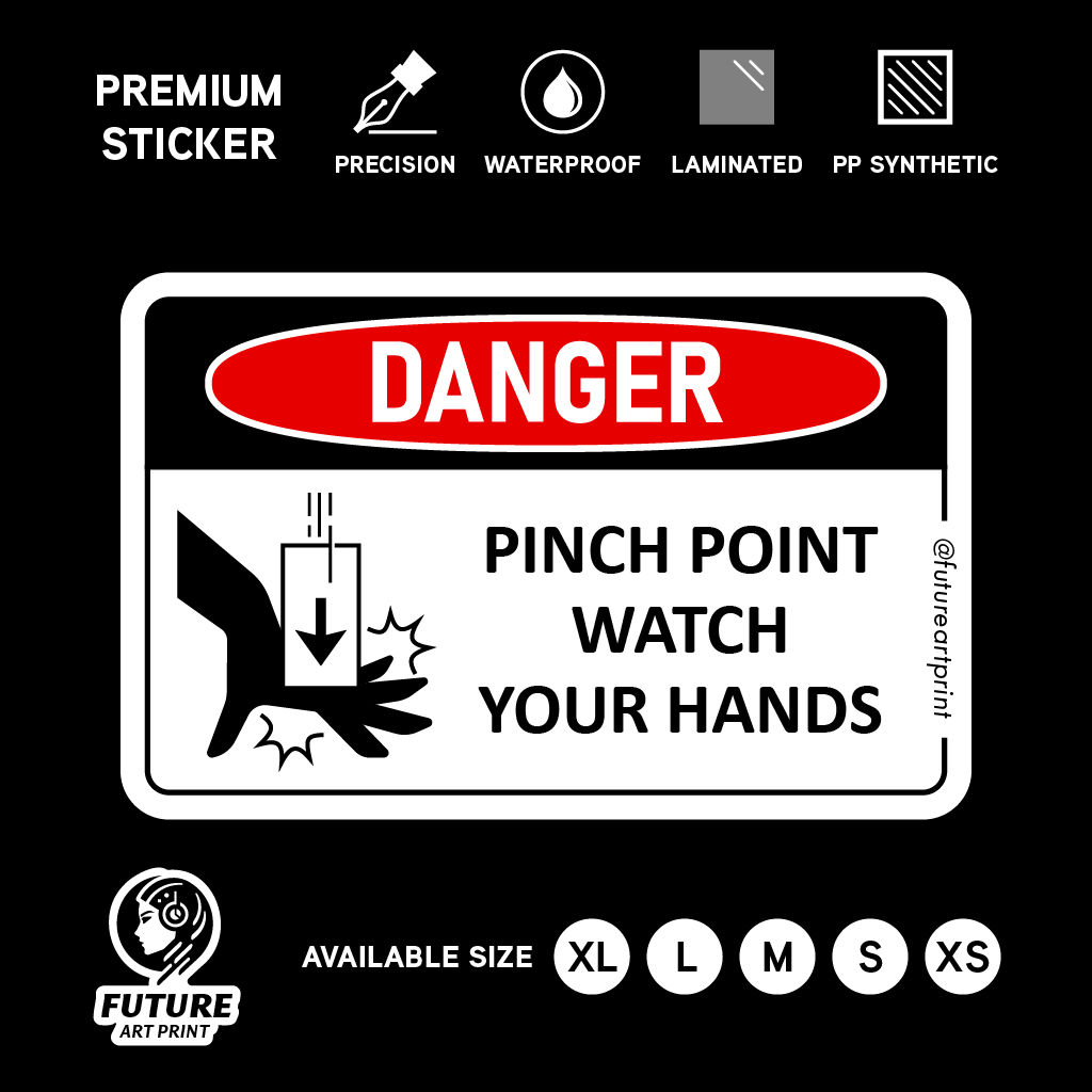 Danger Pinch Point Watch Your Hands. Squash Finger Risk Injury Hazard ...