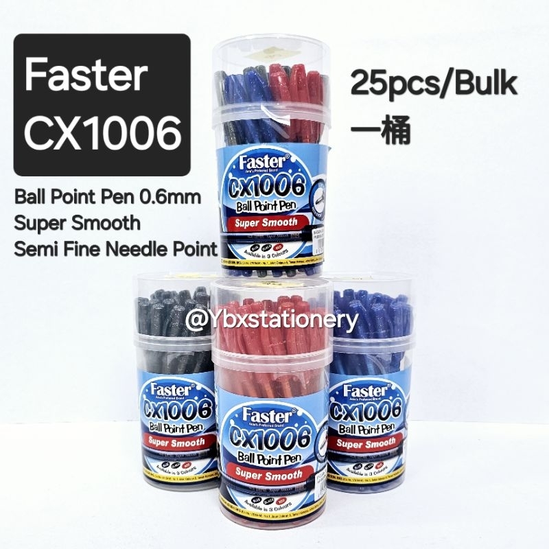 Faster CX1006 Ball Point Pen Bulk/25pcs 桶装25支 0.6mm Blue/Black/Red ...