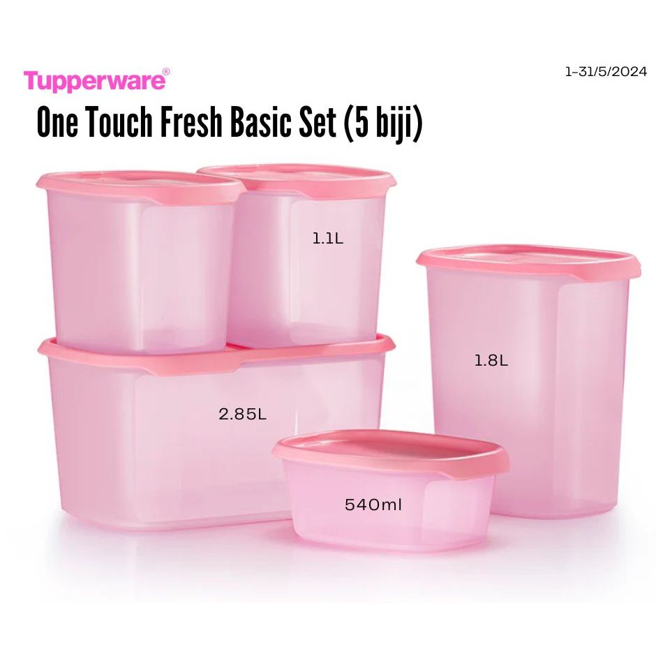 Tupperware One Touch Fresh Basic Set Bekas Kedap Udara Tekan Tengan Cookie Container Airtight ...