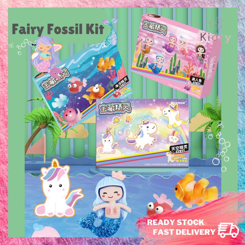 Fairy Mermaid Unicorn Fossil Digging Kit Children Science Excavation ...
