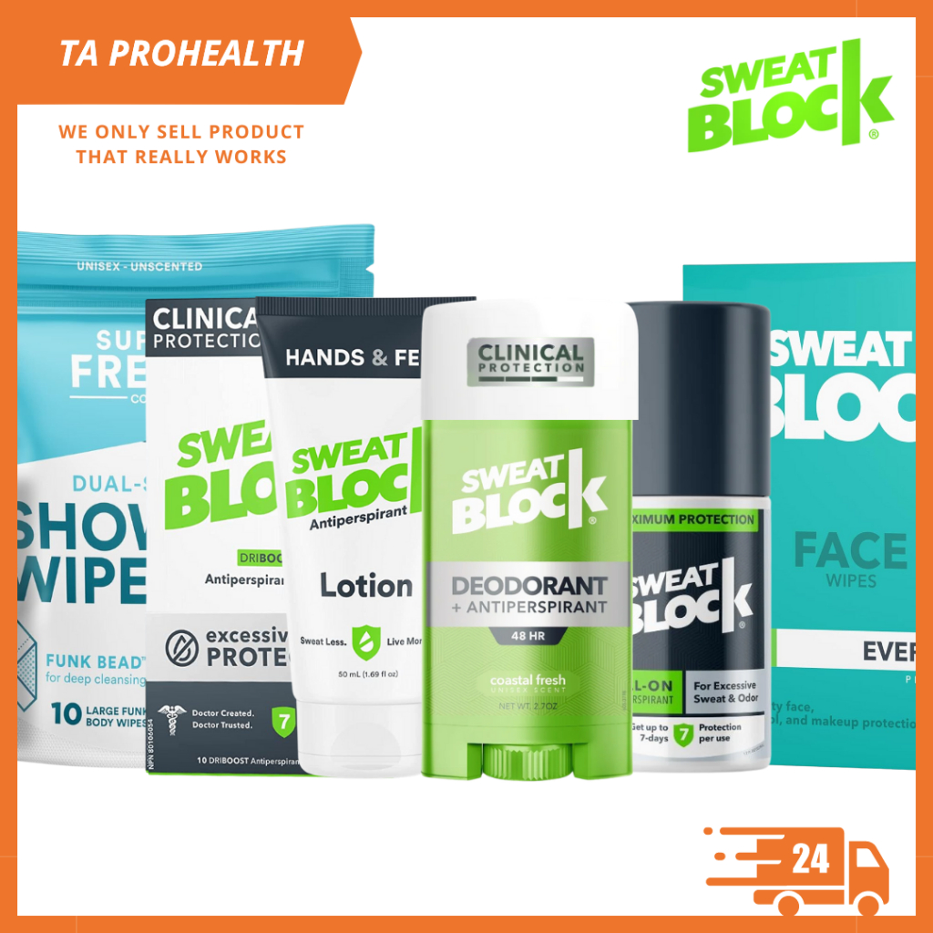 Sweatblock Clinical Strength Antiperspirant Wipes / Hand & Feet Lotion ...