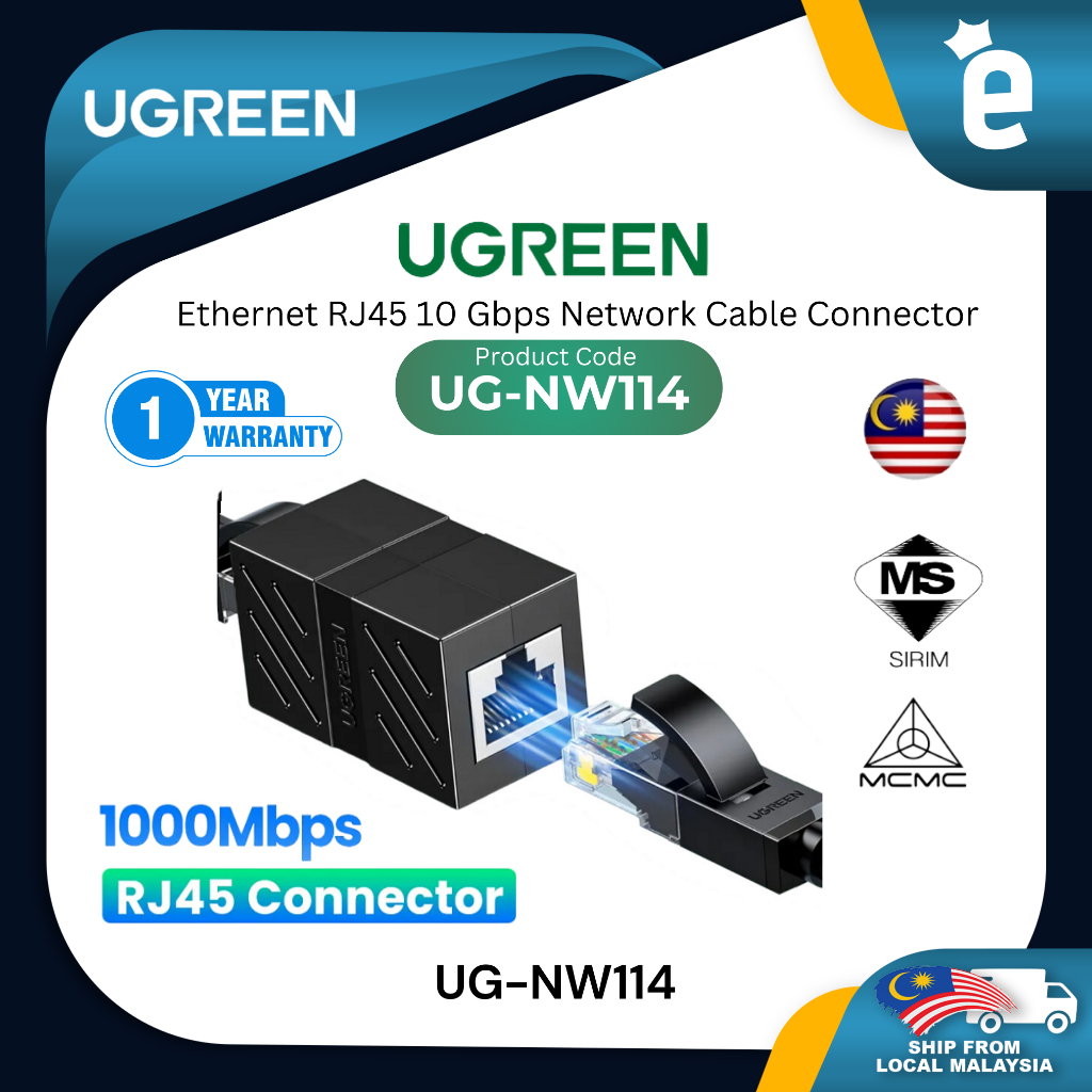 UGREEN NW114 RJ45 CONNECTOR NETWORK ETHERNET EXTENDER ADAPTER, SUPPORT ...