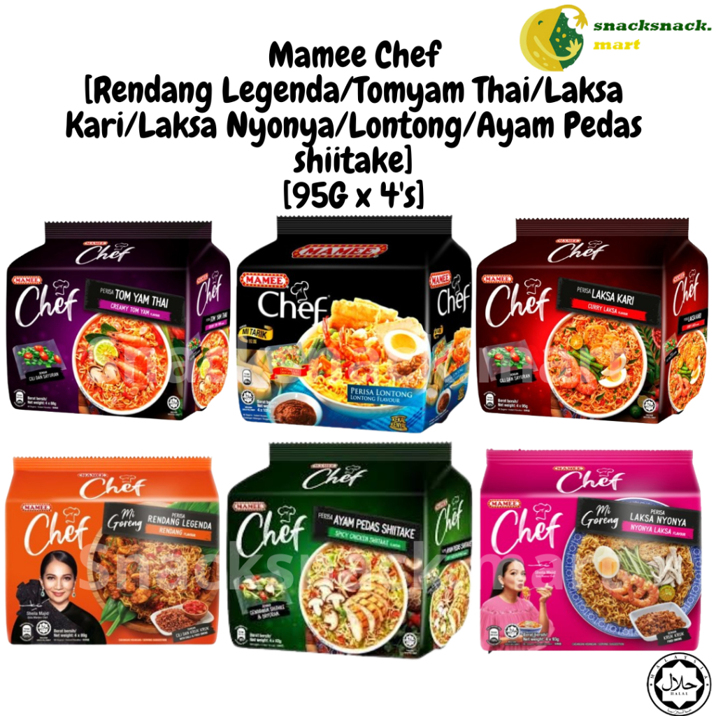 Mamee Chef [Legenda Veil/Thai Tomyam/Laksa Kari/Laksa Nyonya/Lontong/Shitake Spicy Chicken] [95G ...