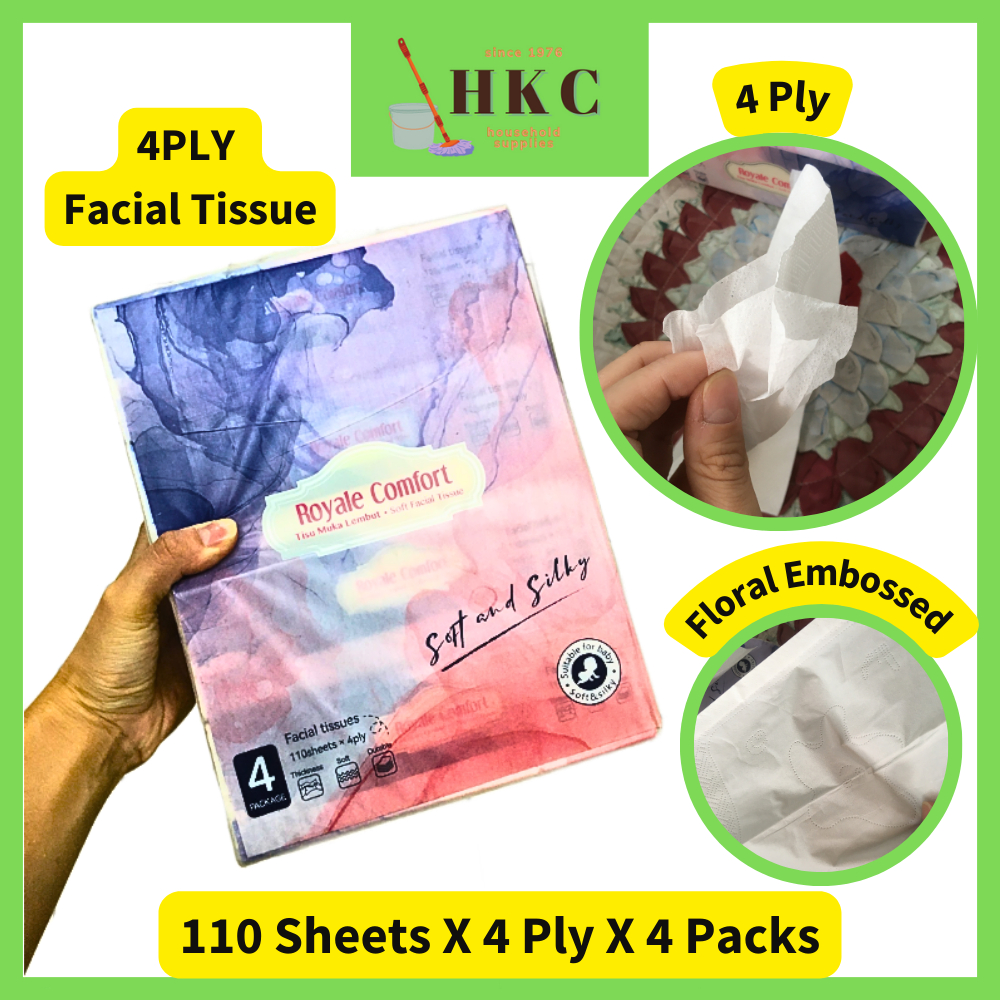 4ply 110 sheets L size Soft Pack Facial Tissue (110 sheets X 4 ply X 4 ...