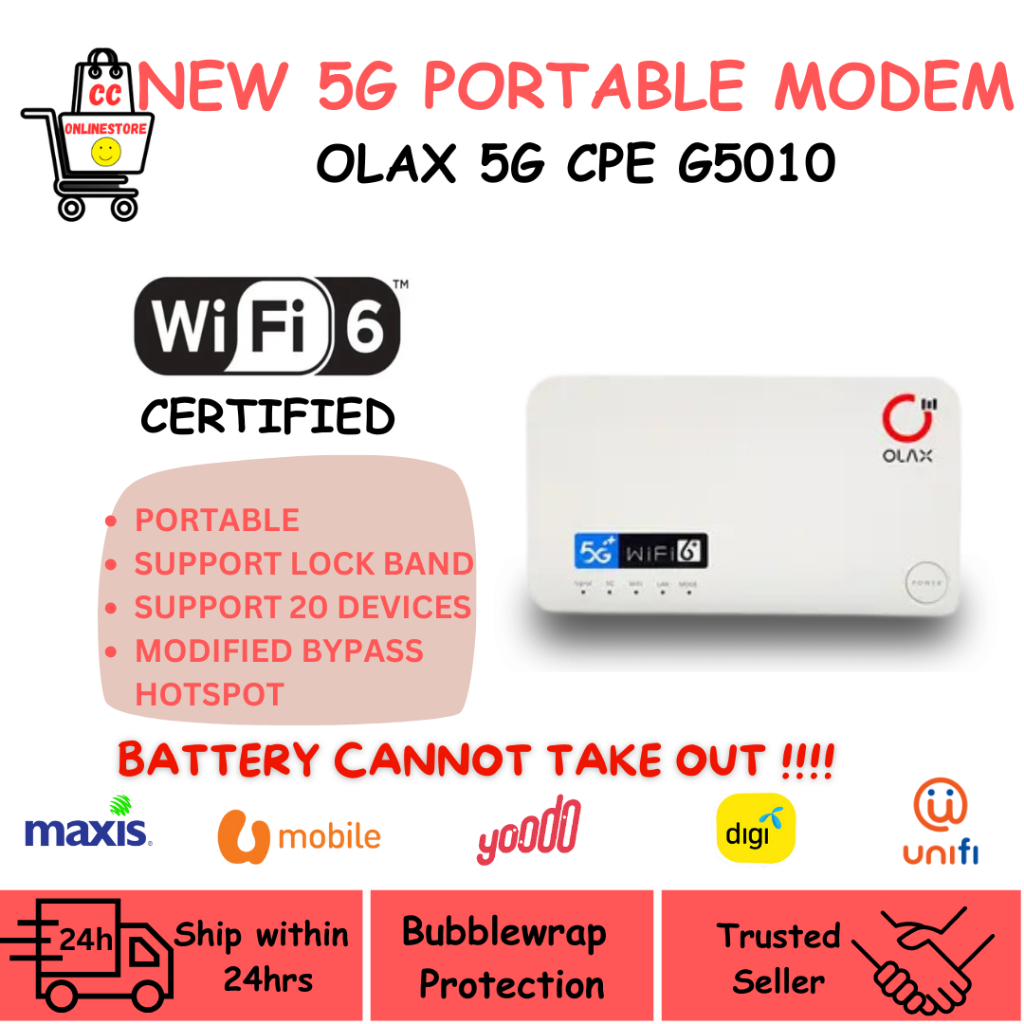 5G MODIFIED MODEM OLAX G5010 UNLIMITED INTERNET HOTSPOT WITH 4000mAh ...