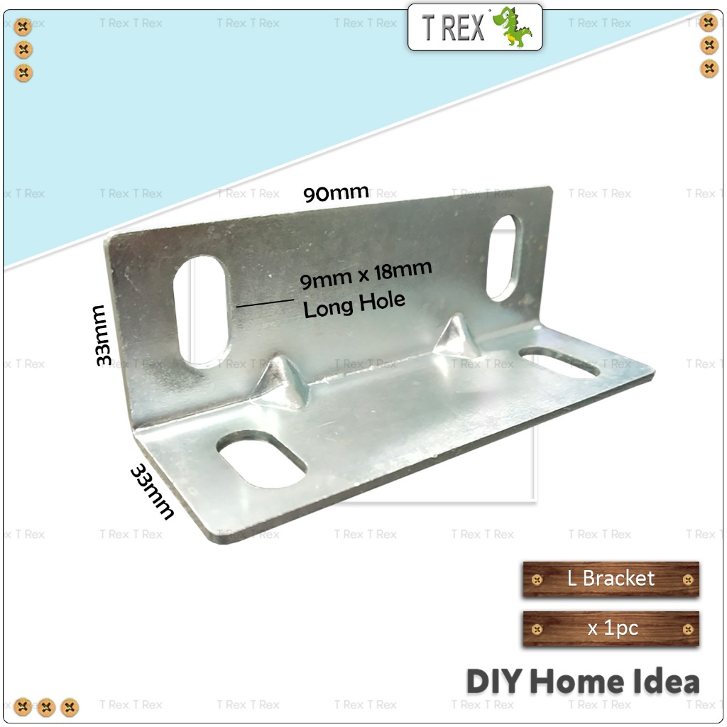 T Rex DIY 33mm x 90mm Furniture Angle Steel L Bracket Hardware / L ...