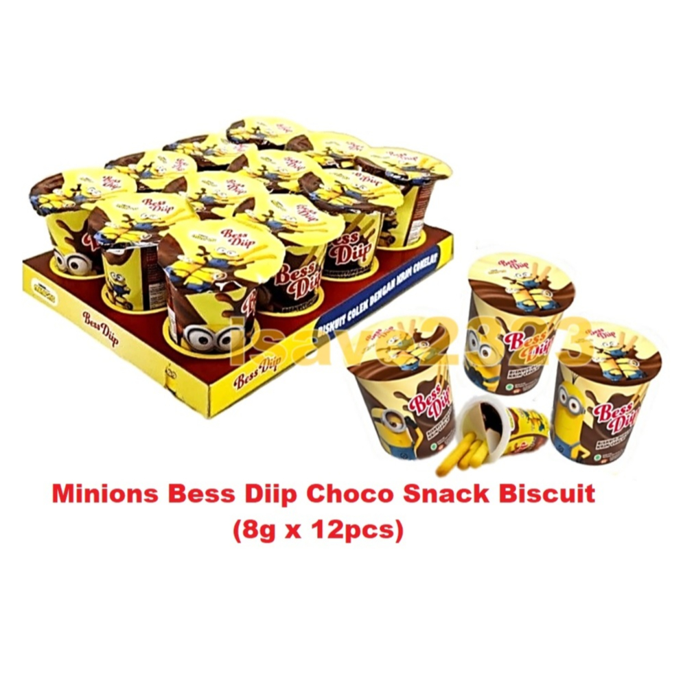 [HALAL] Minions Bess Diip Choco Snack Biscuit (8g x 12pcs) | Shopee ...