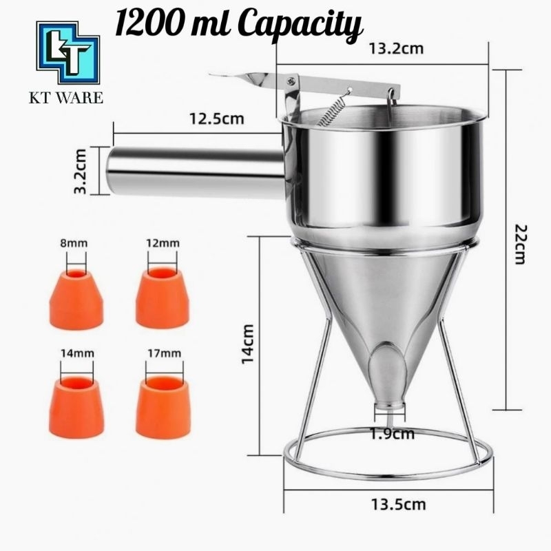 Stainless Steel Funnel Takoyaki Ball Funnel with stand Set Batter ...