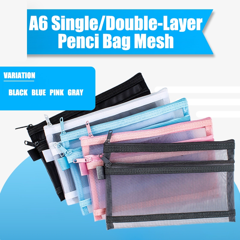 A6 File Bag Transparent Nylon Mesh Zipper Pouch Clear Document Bag Book ...