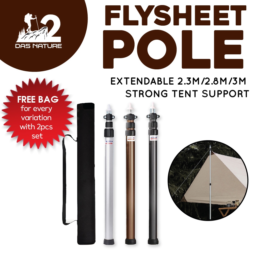 Flysheet Pole Adjustable Heavy Duty Tent pole Rod Outdoor Canopy Tarp ...