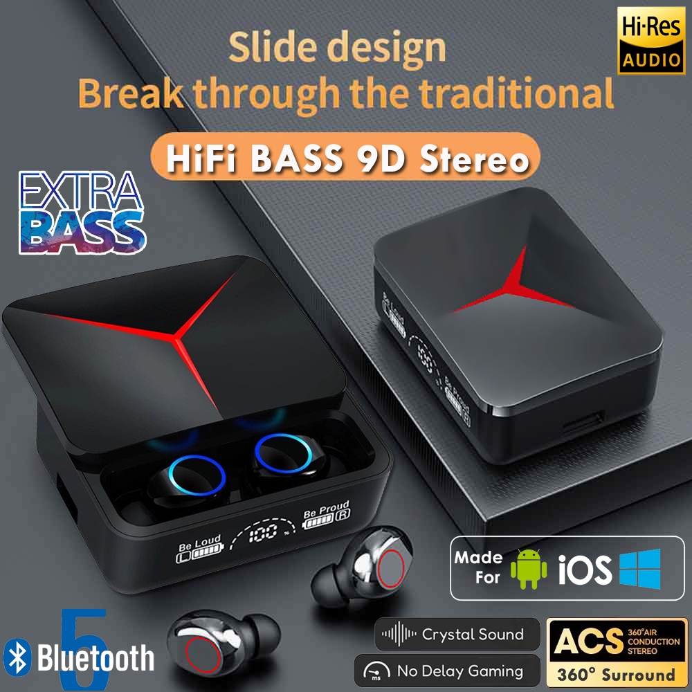 【New】TWS M90 Wireless Headphones Sliding Cover Gaming Headsets ...