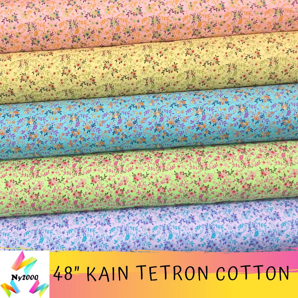 Kain Tetron Cotton TC (Polyester + Cotton) Corak Bunga (Bidang 48 ...