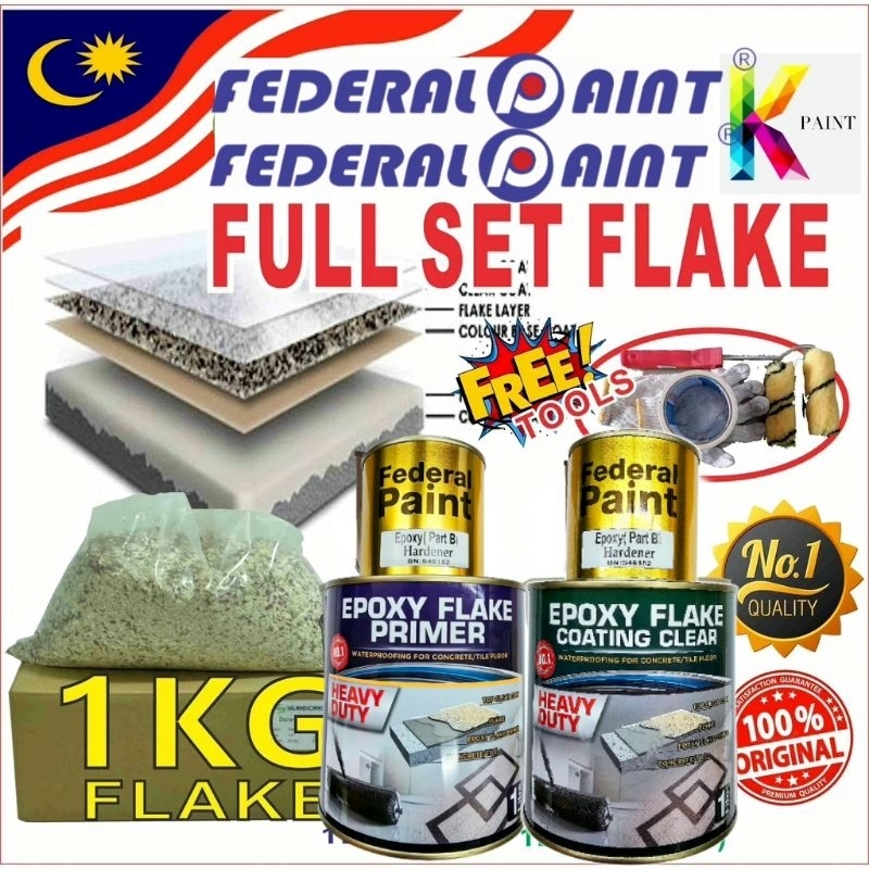 FULL SET Federal Paint Flake Coating Epoxy Toilet Tile Floor Waterproof ...
