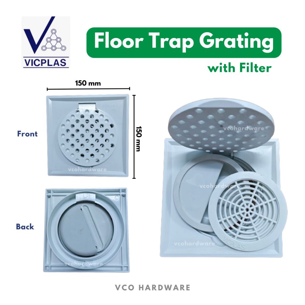 Vicplas 150 mm 6" PVC Floor Trap Grating with Filter Anti Mosquito ...