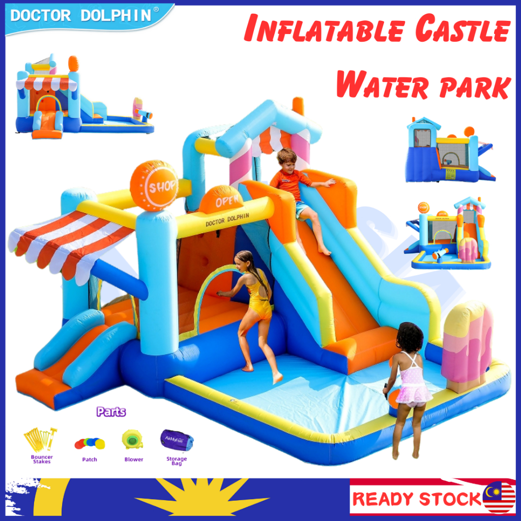 DOCTOR DOLPHIN Inflatable Castle Water Park Kids Bounce House Swimming ...
