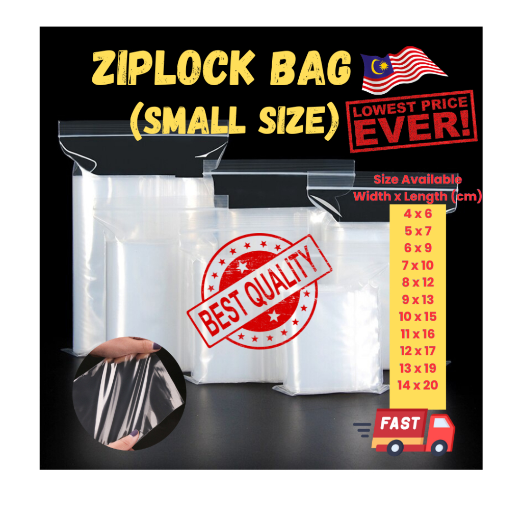 ZipLock Plastic Bag / Small Size Zip Lock Packaging / Transparent Zip ...