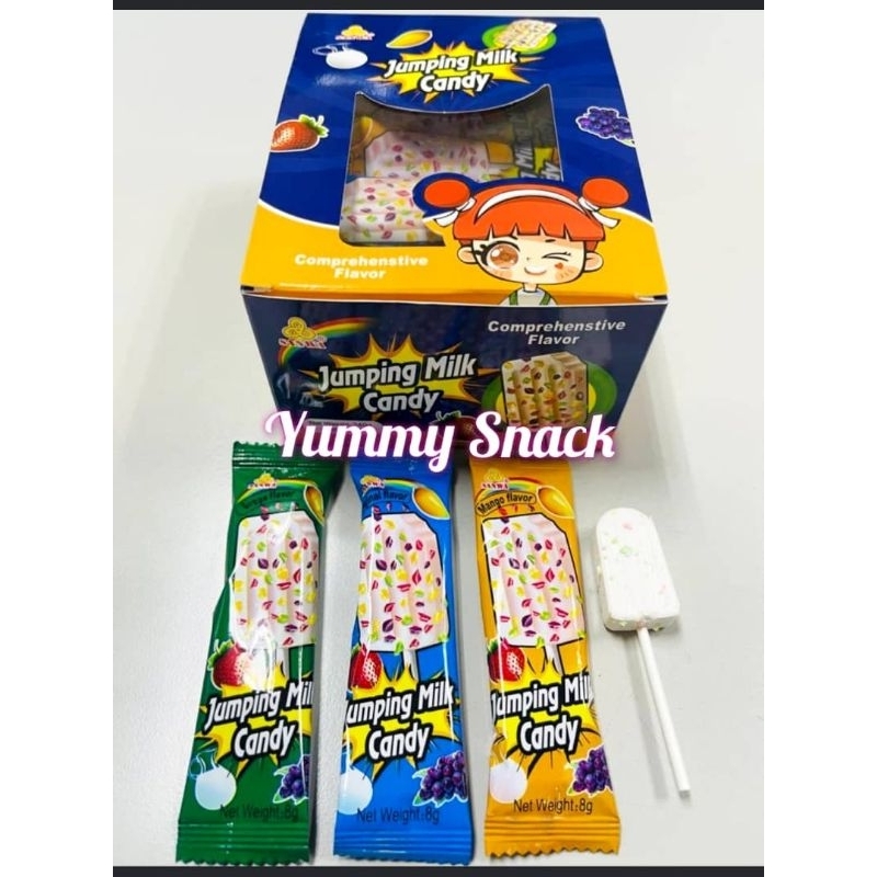 (3pcs/30pcs) Sanwa Jumping Milk Candy Ice Cream Lollipop + Popping ...