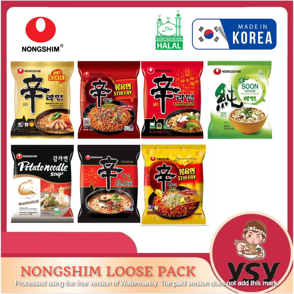 Nongshim Shin Ramyun Loose Pack / 1 Pack 120g [Halal]-Assorted | Shopee ...