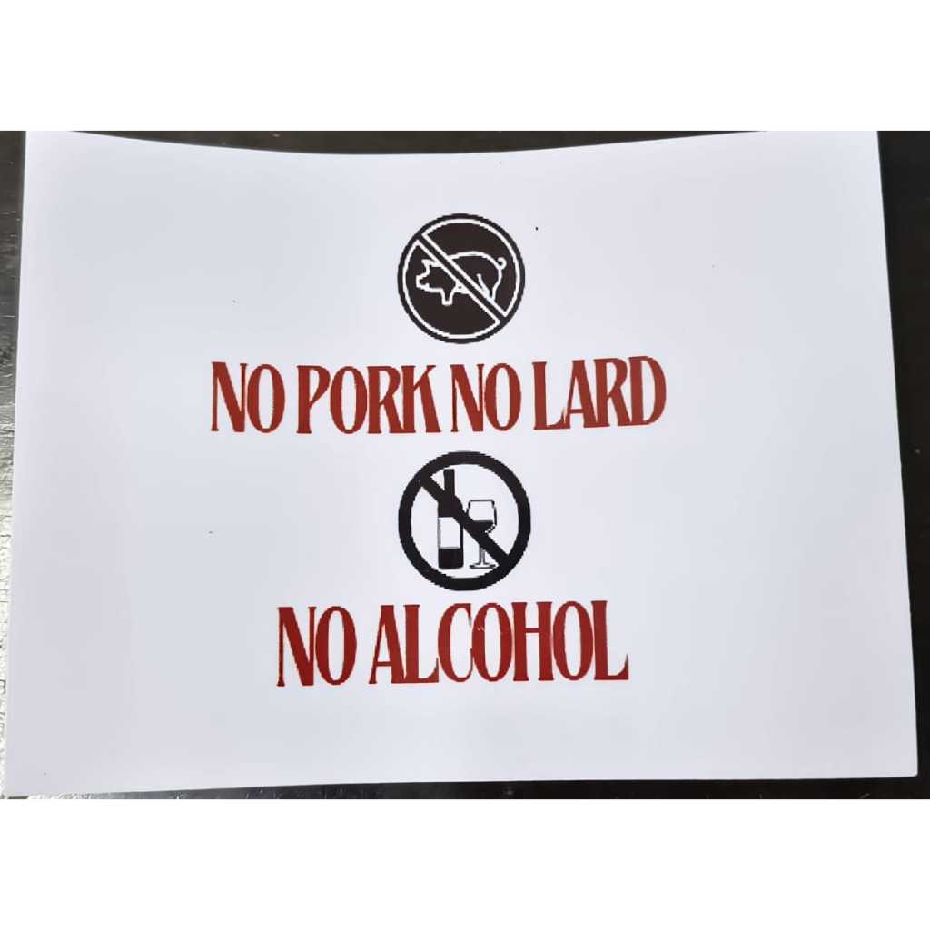 No Pork No Lard No Alcohol Sticker - Glass Outdoor white sticker ...