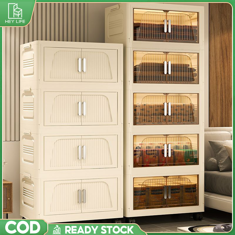 Multipurpose Double Storage Cabinet Foldable Stackable Storage Box ...