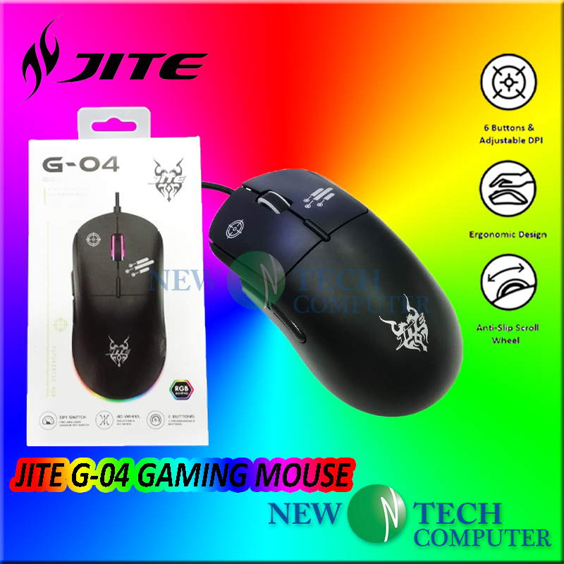 JITE G-04 G04 Performance USB Optical Focus Plus RGB Wired Gaming Mouse ...