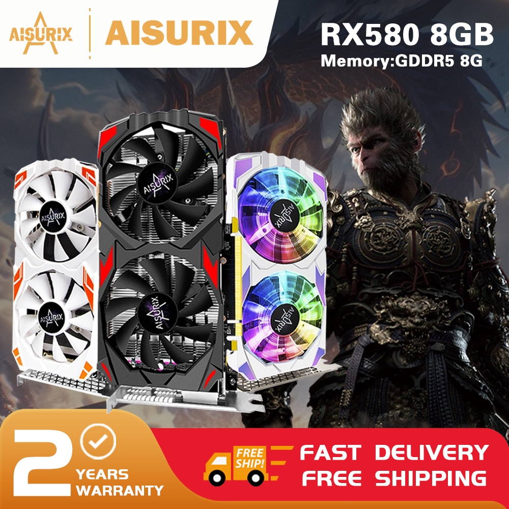 AISURIX Brand New Graphics Card RX 580 8GB AMD Radeon Computer GPU ...
