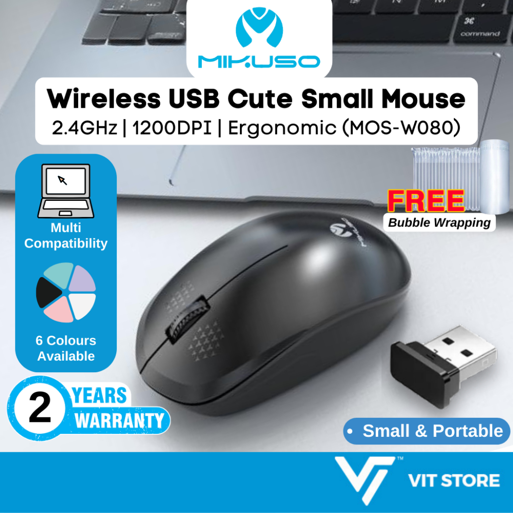 MIKUSO Light Cute Colorful Wireless Mouse Small | USB Office PC Laptop ...