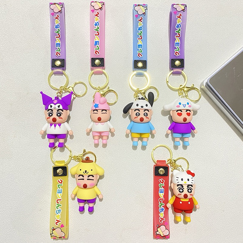 Shinchan Sanrio inspired keychain bag accessories, Beg gantung Shinchan ...