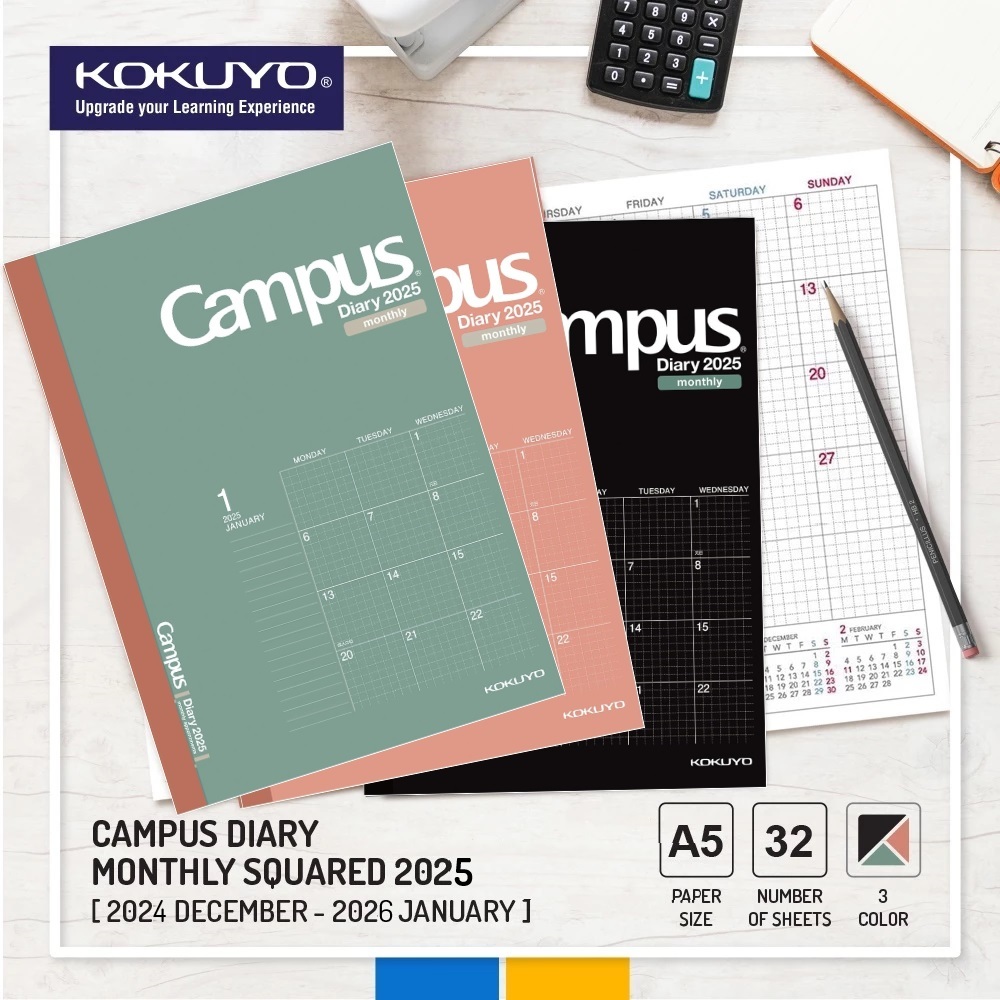 KOKUYO NI-CMS CAMPUS MONTHLY DIARY POCKETBOOK 2025 - A5 - GRID | Shopee Singapore