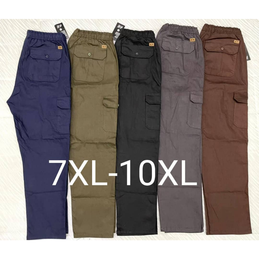 Cargo Pants Big Size 6pocket 10XL 9XL 8XL 7XL 6XL Elastic Mid Waist Cotton | Shopee Singapore