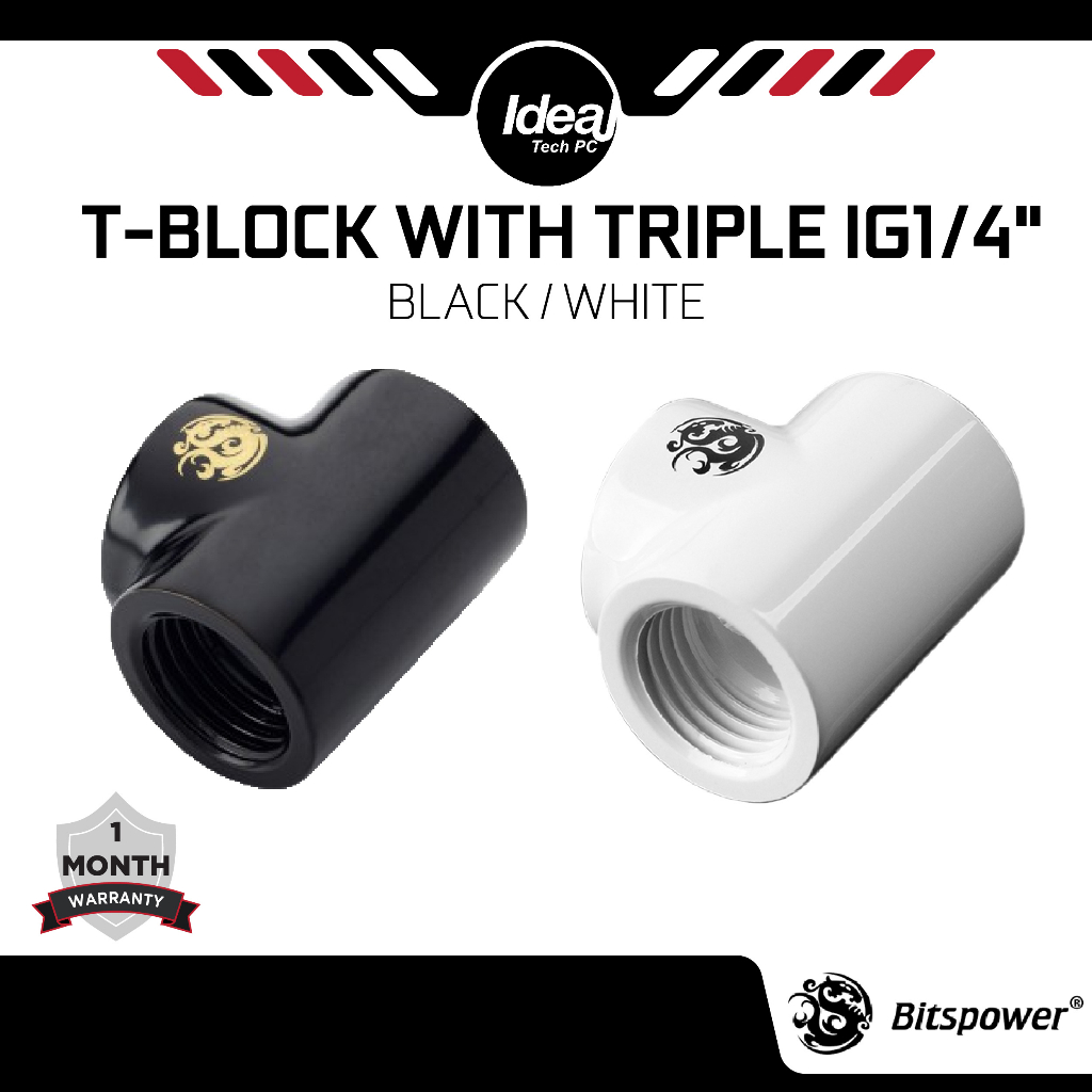 Bitspower T-Block With Triple IG1/4" | Black | White | Watercooling ...