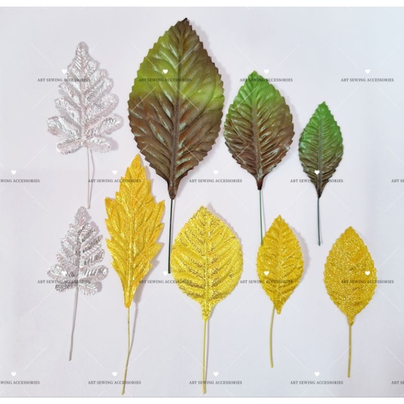 (20Pcs)Daun Hiasan/Daun Emas/Daun Silver/Duan Hijau/Golden Metallic ...