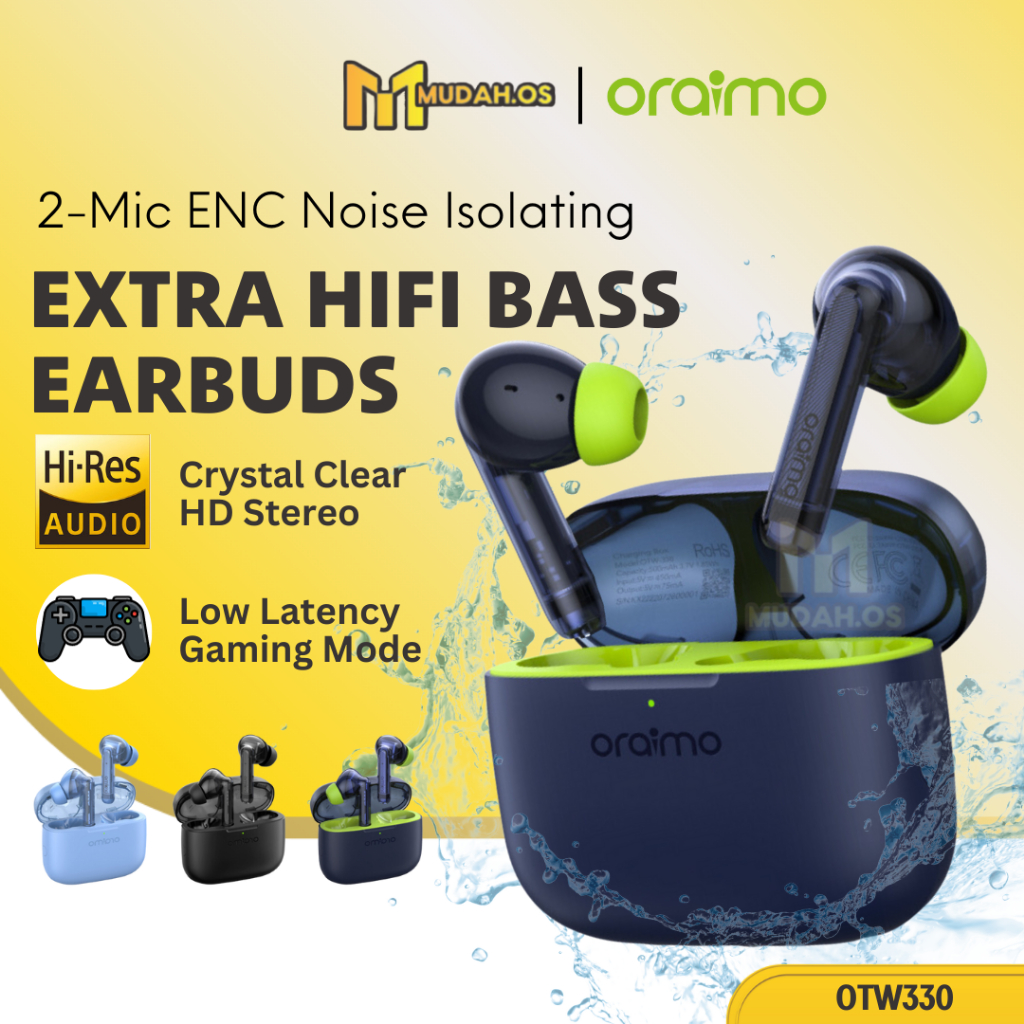 ORAIMO Waterporoof IPX4 Super Heavy Bass Bluetooth Earbuds Wireless ...