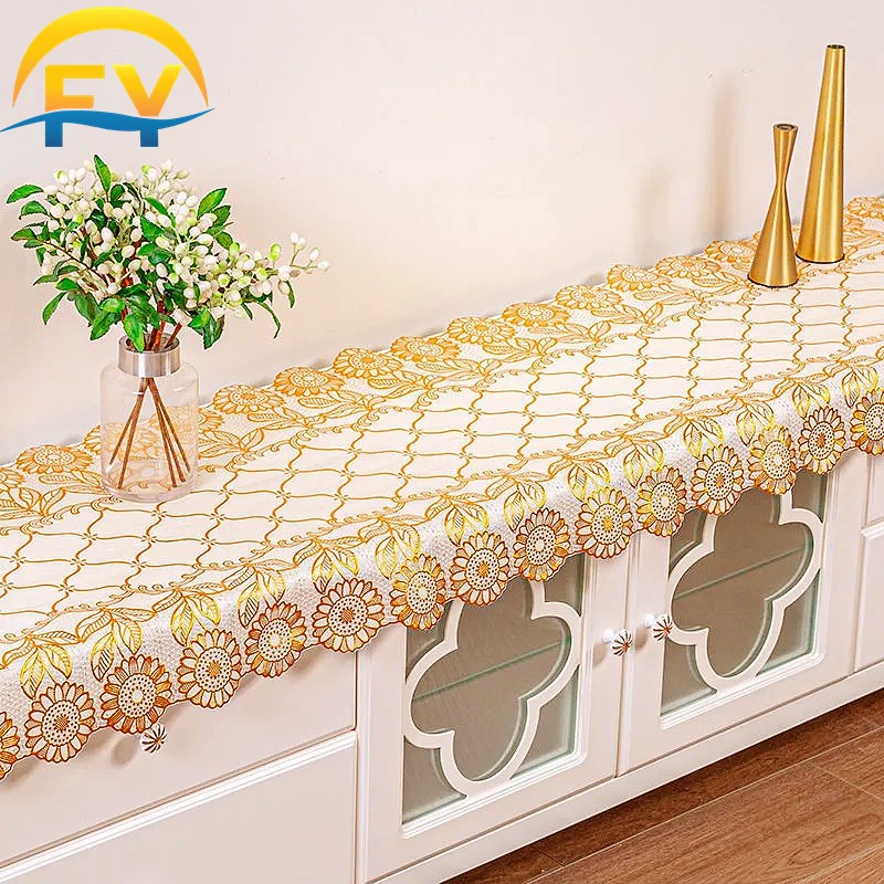 FY Luxury Waterproof Metalic Gold Silver Table Runner for 4 6 8 10 ...