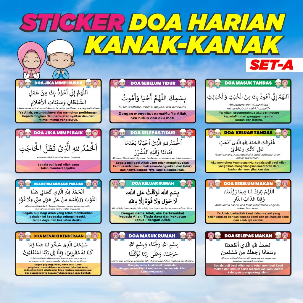 Sticker Doa Harian Set A - Pelbagai Doa ( 12 Pcs ) | Shopee Singapore