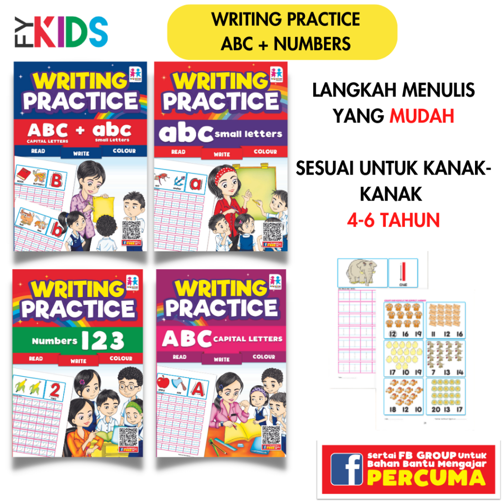FYKIDS - WRITING PRACTICE ABC & 123 NUMBERS - Size B5 - Preschool ...
