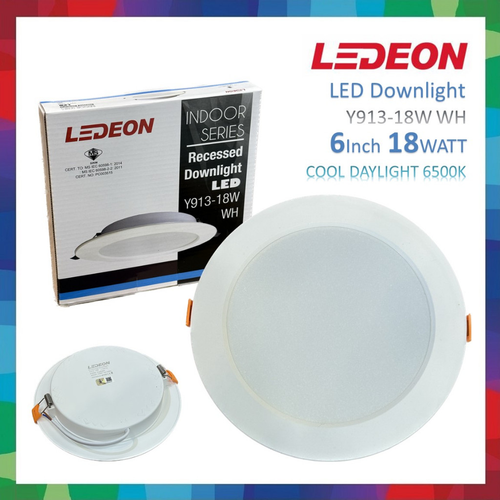 LEDEON 6" LED Downlight 18W Cool Daylight 6500K / Lampu Downlight LED ...