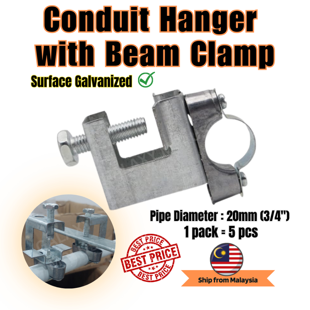 20mm Conduit Hanger Beam Clamp GI Saddle I Beam Clamp Pipe Clamp (1 ...