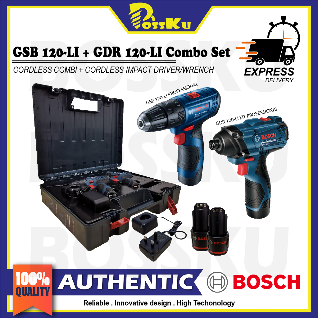 BOSCH GSB 120-Li + GDR 120-Li Combo Set (Cordless Combi + Cordless ...