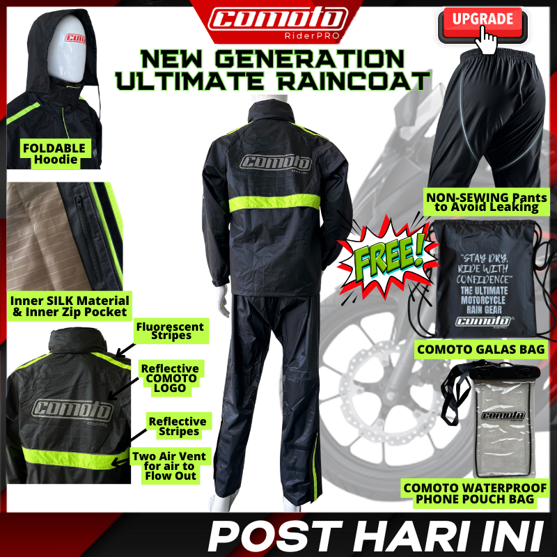 COMOTO ULTIMATE Hoodie Raincoat Rain Coat Motorcycle Baju Hujan Motor ...